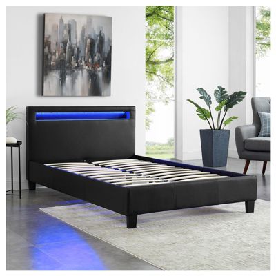 Lit LED simple MIRANDO 120x190 cm, avec sommier, revêtement synthétique ...