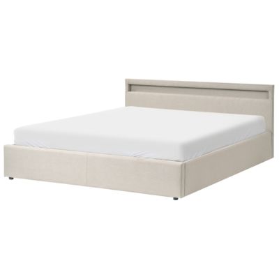 Lit ottoman avec LED Tissu ARMELLE 180 x 200 cm Beige