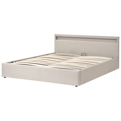 Lit ottoman avec LED Tissu ARMELLE 180 x 200 cm Beige