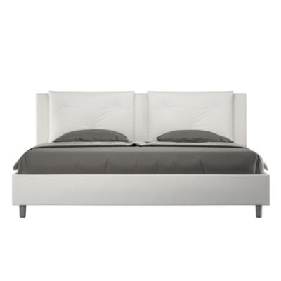 Lit rembourré en simili cuir blanc Appia sans sommier 180x200 | Castorama