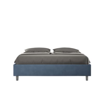 Lit Sommier sans sommier capitonné 160x210 Azelia microfibre bleu ...