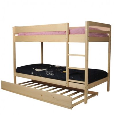 LIT SUPERPOSE WALLY 90x190 + 2 SOMMIERS + 1 LIT TIROIR/ Bois clair