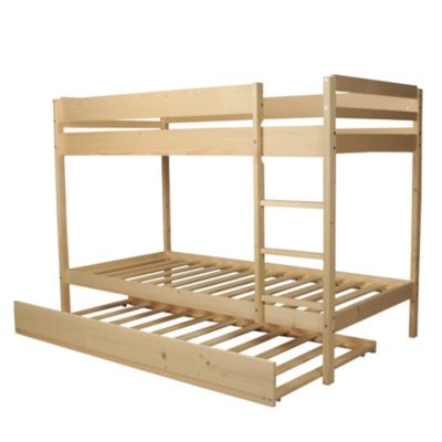 LIT SUPERPOSE WALLY 90x190 + 2 SOMMIERS + 1 LIT TIROIR/ Bois clair
