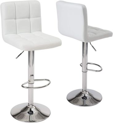 Lot 2 Chaises De Bar Simili Matelassé Rembourré Hauteur Réglable ...