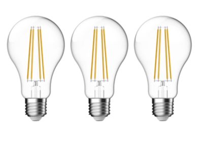 Lot 3 ampoules LED à filament GLS E27 1521lm 10.5W = 100W Ø7cm IPX4 Diall blanc neutre | Castorama