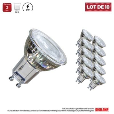 Lot de 10 Ampoule LED GU10 7W Blanc Froid 6000K | Castorama