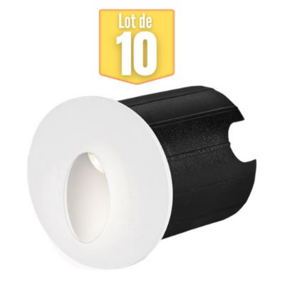 Lot de 10 mini spots LED mural BRAYTRON Vector A, rond, blanc, 2W ...