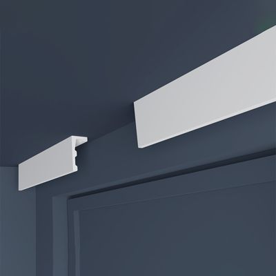 Lot de 12 Corniches Cache Rideau - Polystyrène - 200x6x12 cm