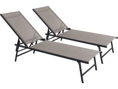 Lot de 2 bains de soleil en métal "Sublima" 180 x 54 x 104 cm Taupe