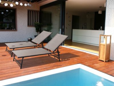 Lot de 2 bains de soleil en métal "Sublima" 180 x 54 x 104 cm Taupe