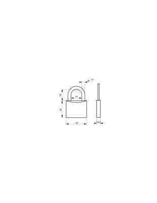 Lot de 2 cadenas TYPE 1, intérieur, 35mm, anse acier cémenté, 4 clés, s ...