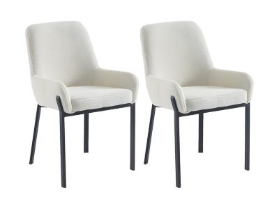 Lot de 2 chaises avec accoudoirs en tissu bouclette et métal - Blanc ...