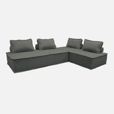 Lot de 2 chauffeuses DAO 2 places pour canapé modulable tissu capitonné gris foncé