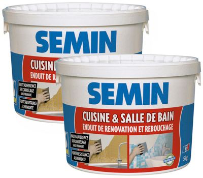 Lot de 2 Enduits de Rebouchage Cuisine et Salle de Bains Semin, Seau de ...