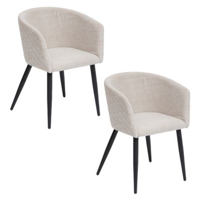 Lot de 2 fauteuils à dîner en velours Beige, L. 55 x l. 55 x H. 76 cm ...