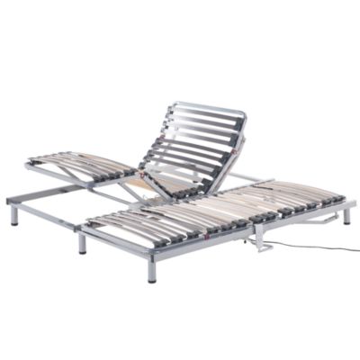 Lot de 2 sommiers électriques réglables COMFORT 180 x 200 cm Argenté