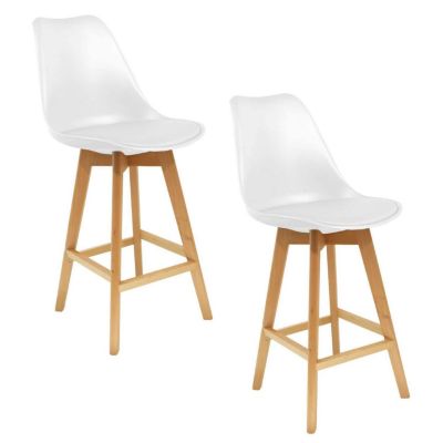 Lot de 2 tabourets de bar design scandinave avec assise rembourrée ...