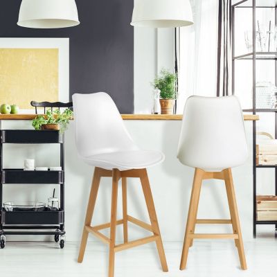 Lot de 2 tabourets de bar design scandinave avec assise rembourrée ...
