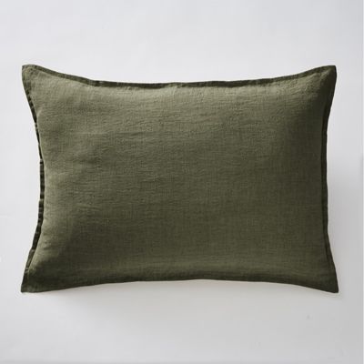 Lot de 2 taies d'oreillers 50 x 70 cm en lin lavé vert - LUISA