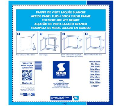 Lot de 2 trappes de visite métallique laquée blanche Semin, 40 x 40 cm