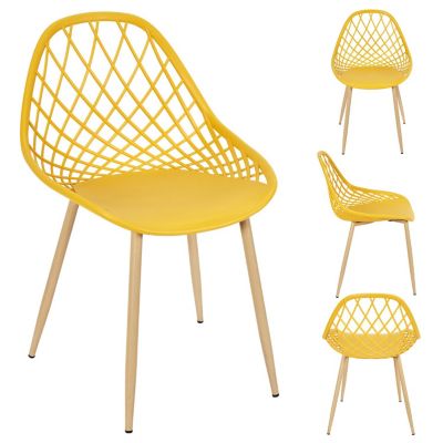 Lot de 4 chaises d'extérieur ajourées en polypropylène Jaune, L. 57 x l ...