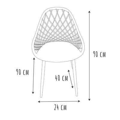 Lot de 4 chaises d'extérieur ajourées en polypropylène Jaune, L. 57 x l ...