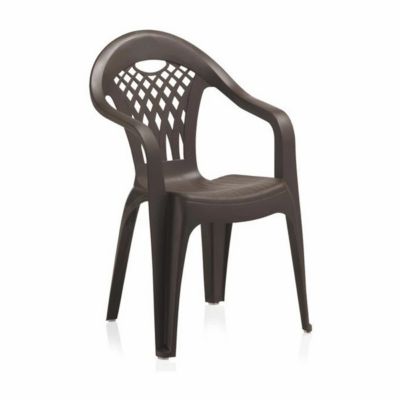 Lot de 4 chaises de jardin empilables en résine coloris Marron ...