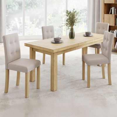 Lot de 4 chaises POLGA capitonnées beiges pour salle à manger