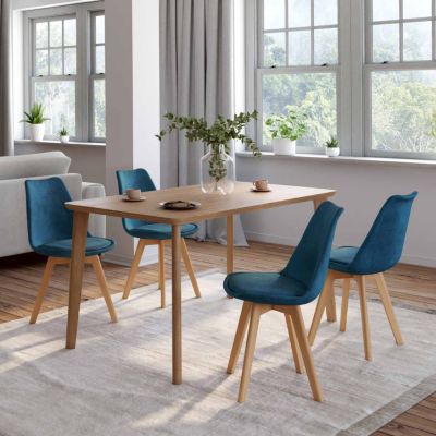 Lot de 4 chaises scandinaves SARA en velours bleu canard | Castorama