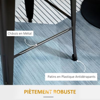 Lot de 4 tabourets de bar industriel avec dossier repose-pied assise H ...