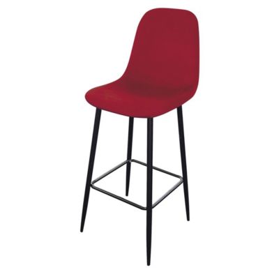 Lot de 4 tabourets LOLY, assise et dossier en velours bordeaux ...