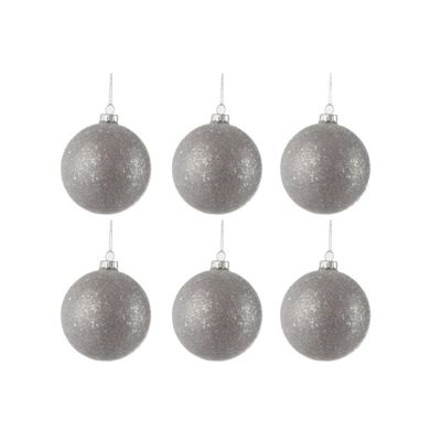 Lot de 6 Boules de Noël Design "Atop" 8cm Gris