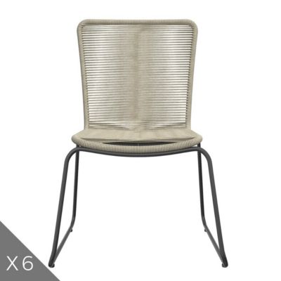Lot de 6 chaises de jardin en acier galvanisé et corde - Erin | Castorama
