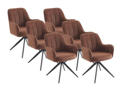 Lot de 6 chaises pivotantes avec accoudoirs en tissu et métal noir ...