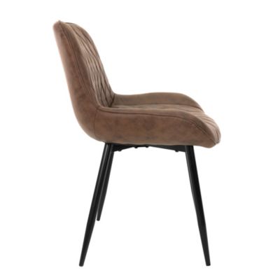 Lot de 6 chaises salle à manger cuisine marron simili PU pieds acier ...