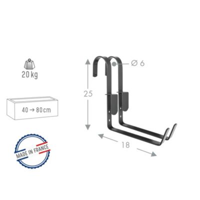 Louis Moulin Lot de 2 supports crochet pour jardinière anthracite - 18 ...