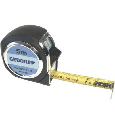 Mètre-ruban 5 m plastique, graduation mm, largeur 19 mm, clip et blocage