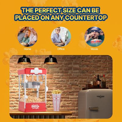 Machine pop corn 480 W, bol 113 g, verre trempe, 3 cuillères. Style ...