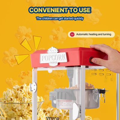 Machine pop corn 480 W, bol 113 g, verre trempe, 3 cuillères. Style ...