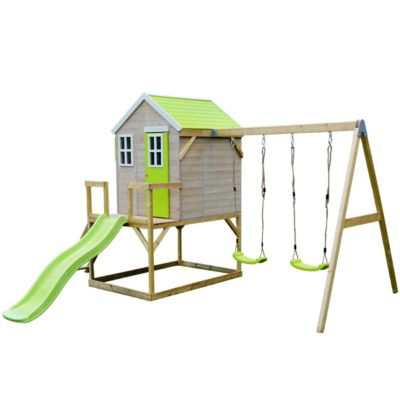Maisonnette Enfant Extérieur en Bois TINNI avec Plateforme, Toboggan et ...
