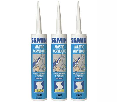 Mastic Acrylique Blanc Semin, Intérieur/Extérieur, Cartouche de 310 ml ...