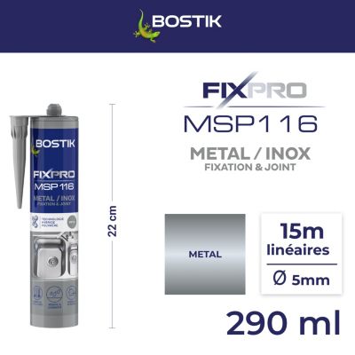 Mastic colle métal et inox Bostik 290 ml