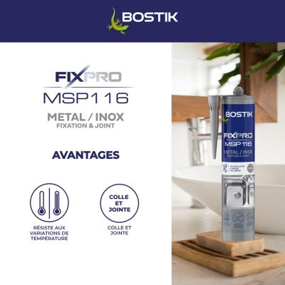 Mastic colle métal et inox Bostik 290 ml