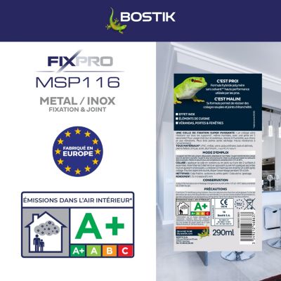 Mastic colle métal et inox Bostik 290 ml