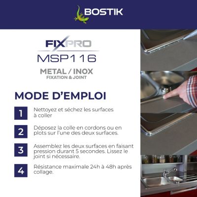 Mastic colle métal et inox Bostik 290 ml