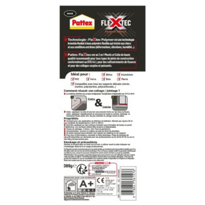 Mastic colle Pattex Flextec noir 389g