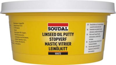 Mastic vitrier Soudal blanc 500g prêt à l'emploi