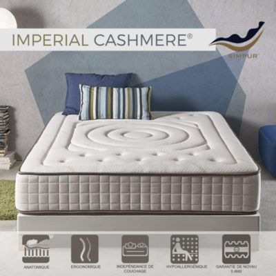 Matelas mousse 135x190 Imperial Cachemire, 25 cm, confort multizone, accueil moelleux, ferme ...