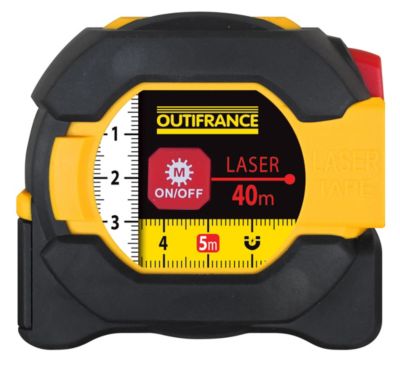 Mètre ruban 5m avec télémètre laser OutiFrance 4800720 portée jusqu'à 40 m
