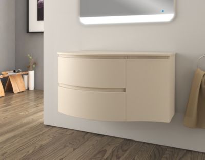 Meuble complément sous-vasque beige cachemire l.34 cm version droite ...